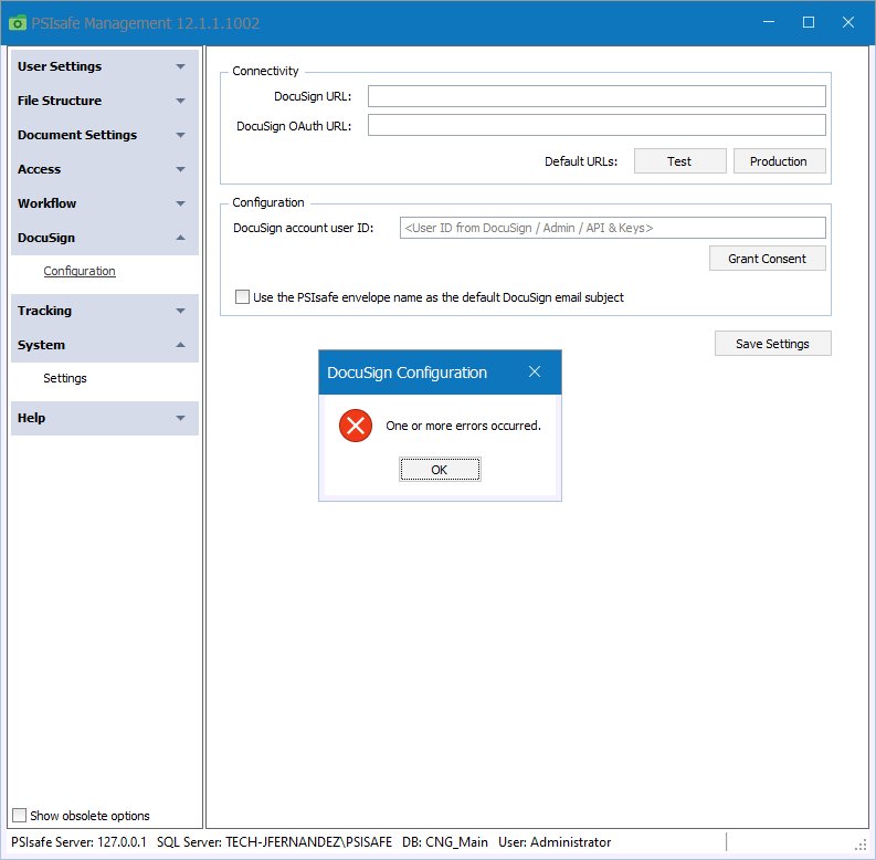 PSIsafe DocuSign Troubleshooting: DocuSign not responding for on ...