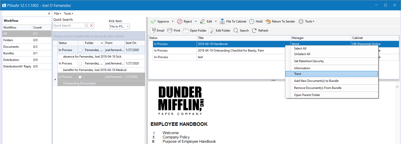 PSIsafe User Guide: Workflow: Tracing Documents in Workflow – PSIGEN ...