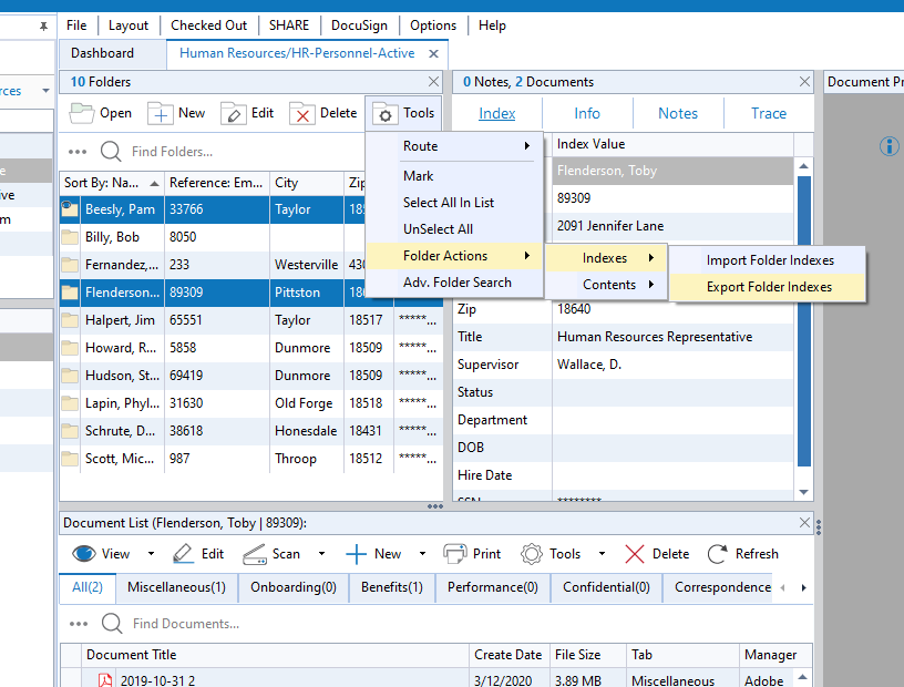 PSIsafe User Guide: Export Folder Indexes – PSIGEN Support Portal